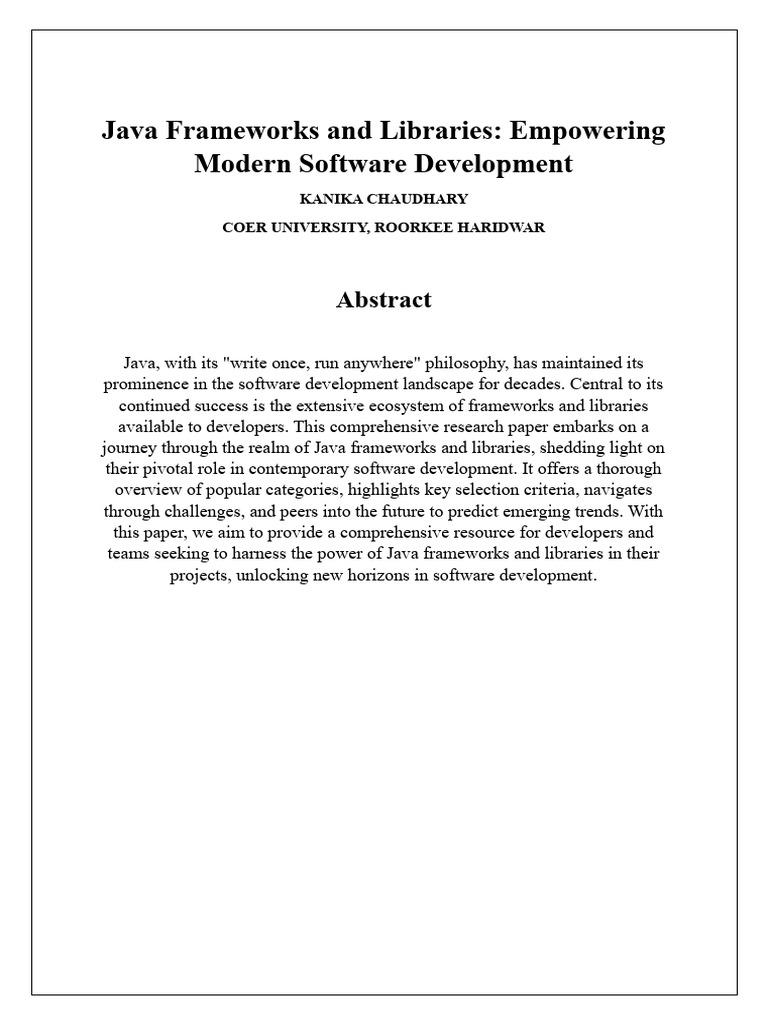3RD Sem Research Paper | PDF | Spring Framework | Java (Programming Language)