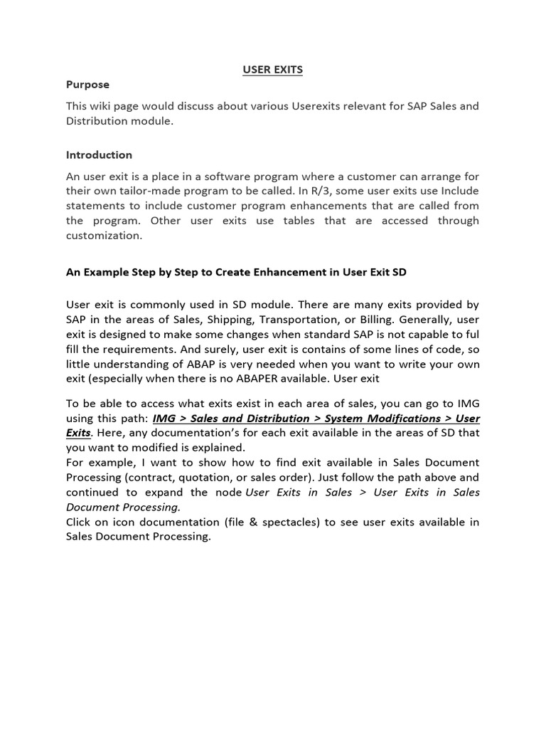 Sap ABAP User Exit | PDF | Invoice | Software