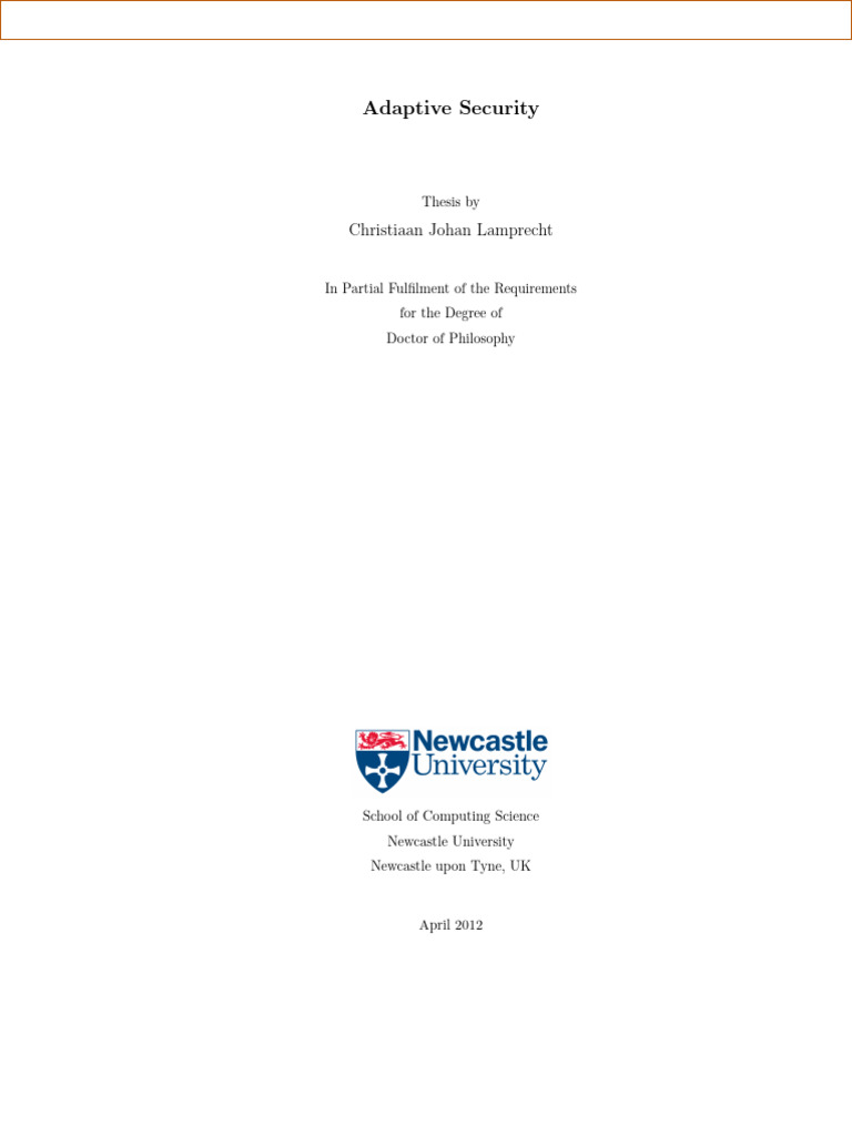 Adaptive Security: Christiaan Johan Lamprecht | PDF | Transport Layer Security | Security