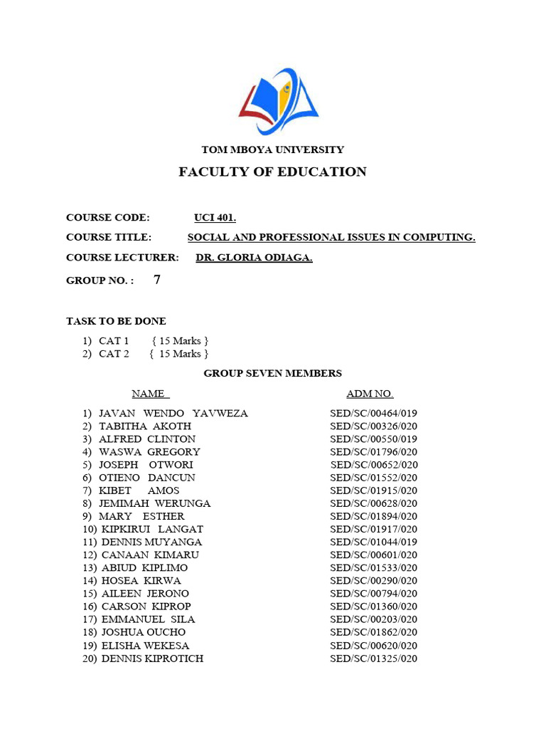UCI 401 Group 7 ASSIGNMENT - CAT1 AND CAT2 | PDF | Security | Computer Security