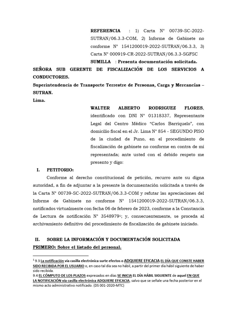 Remite Documentacion Solicitada | PDF | Regulación | Licencia de conducir