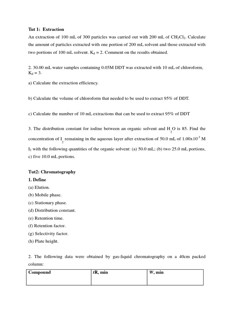 Chem 340 Tutorials. | PDF | Chromatography | Physical Sciences