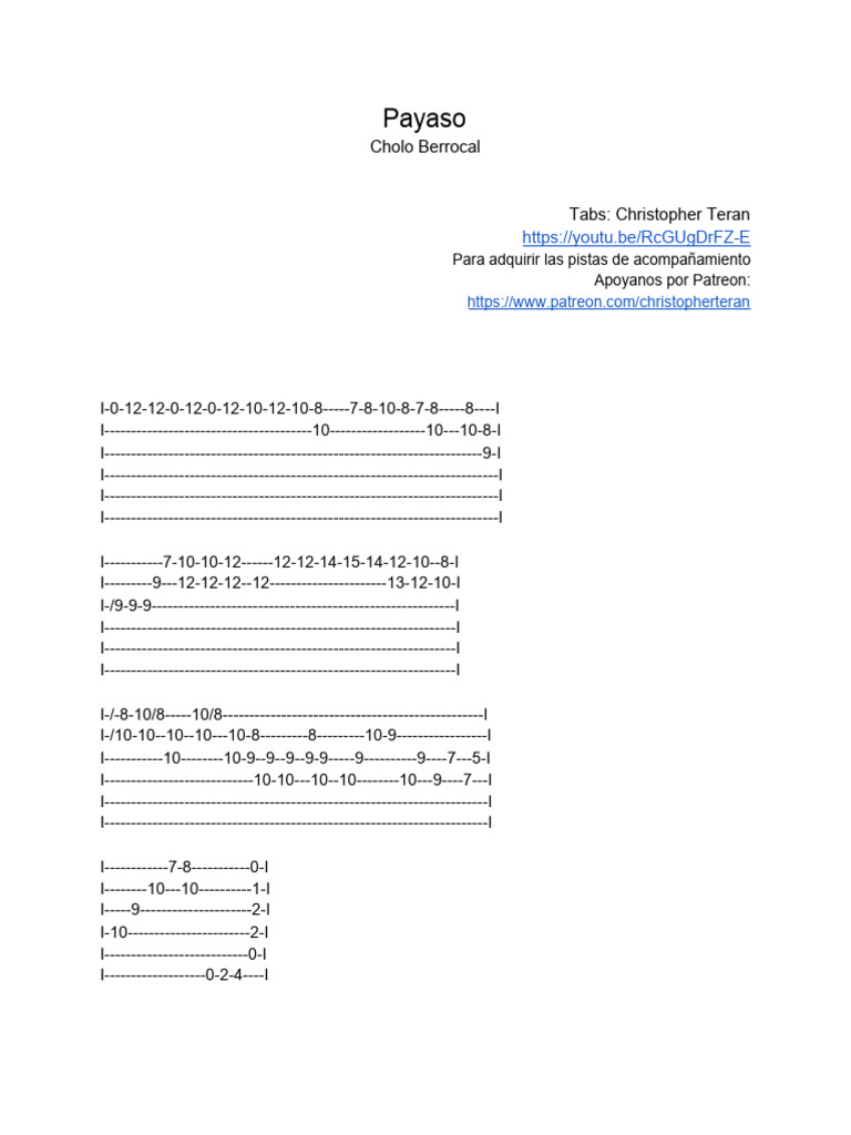Payaso - Cholo Berrocal | PDF