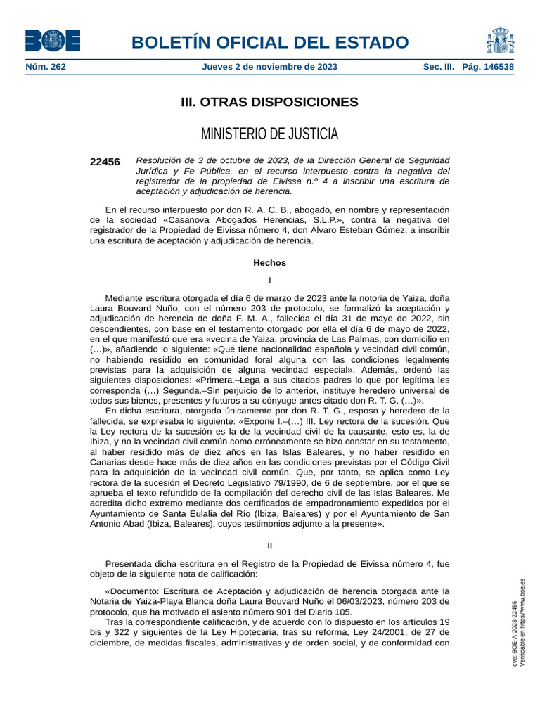 BOE-A-2023-22456 | PDF | Herencia | Justicia