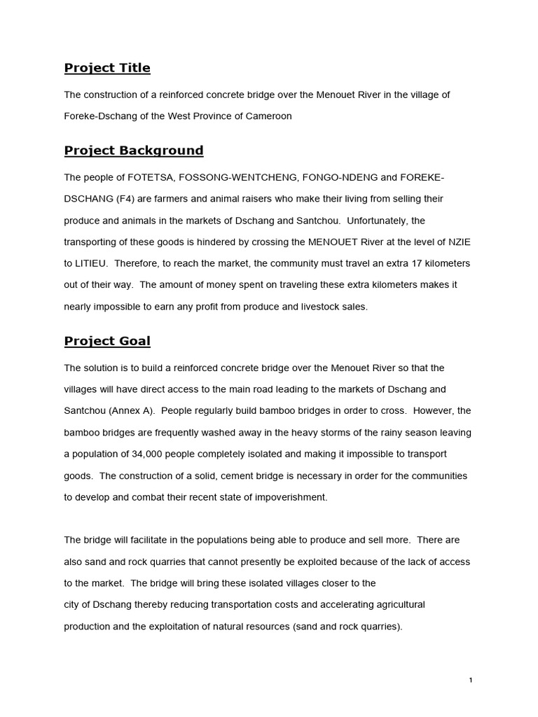 Menouet River Bridge Project - Detailed Proposal | PDF | Concrete ...