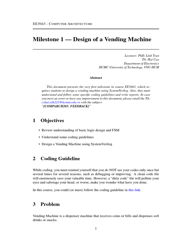 Milestone 1 | PDF | Vending Machine | Computer Programming