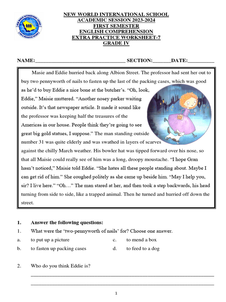 Massie and Eddie-Comprehension (Blank) | PDF