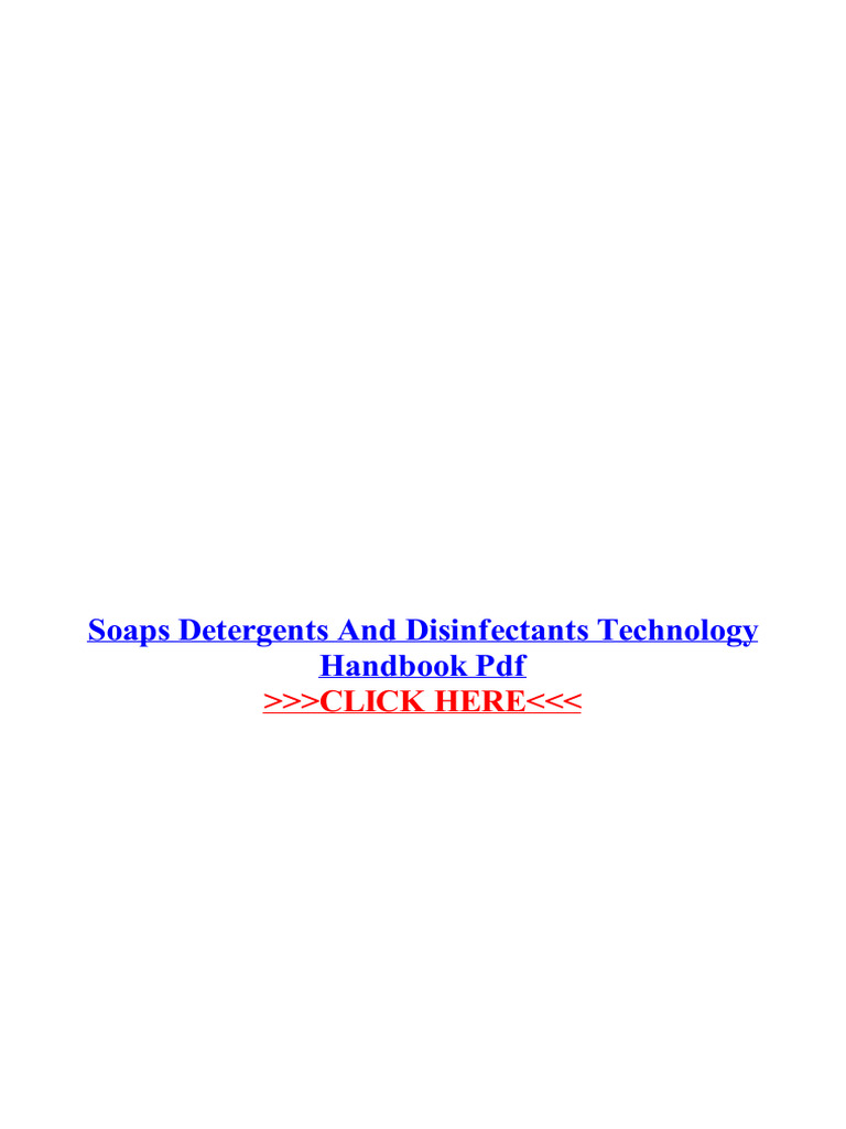 Soaps Detergents and Disinfectants Technology Handbook PDF | PDF | Dishwasher | Soap