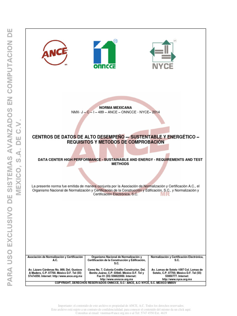 NMX J C I 489 Ance Onncce Nyce 2014 | PDF | Uso eficiente de energía | Gases de efecto invernadero