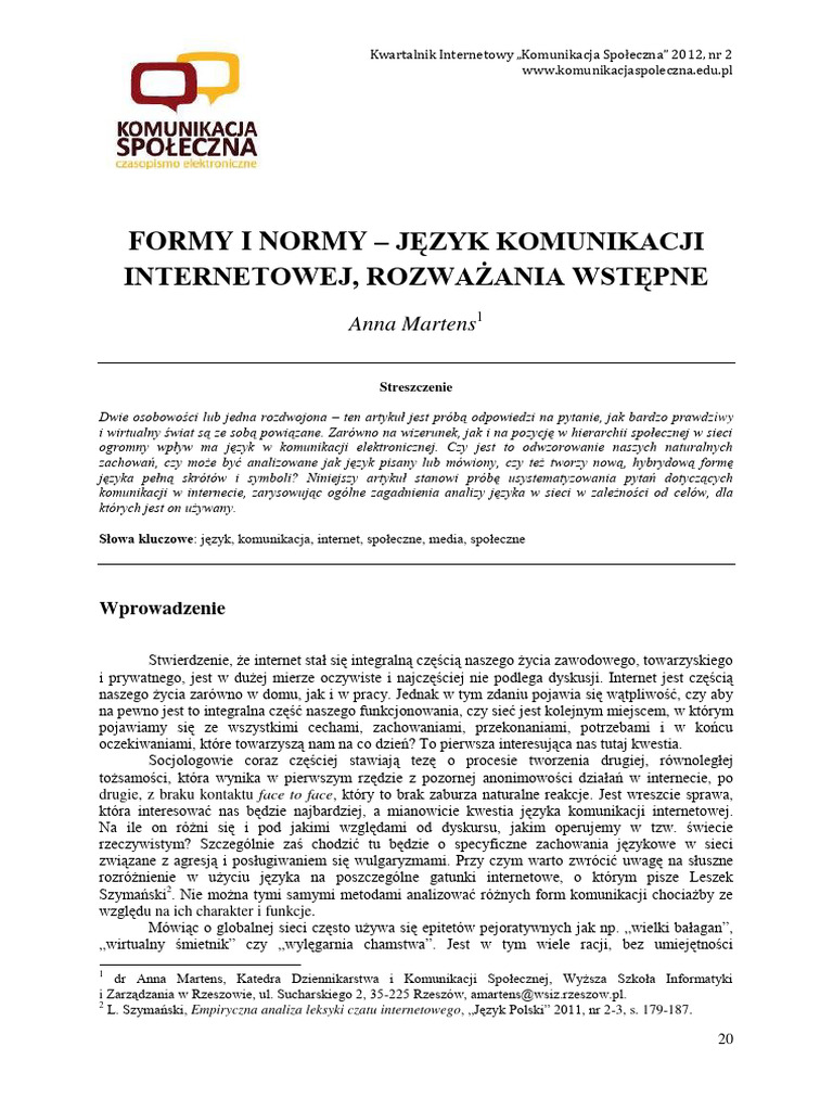 Anna Martens - Język Mediów | PDF
