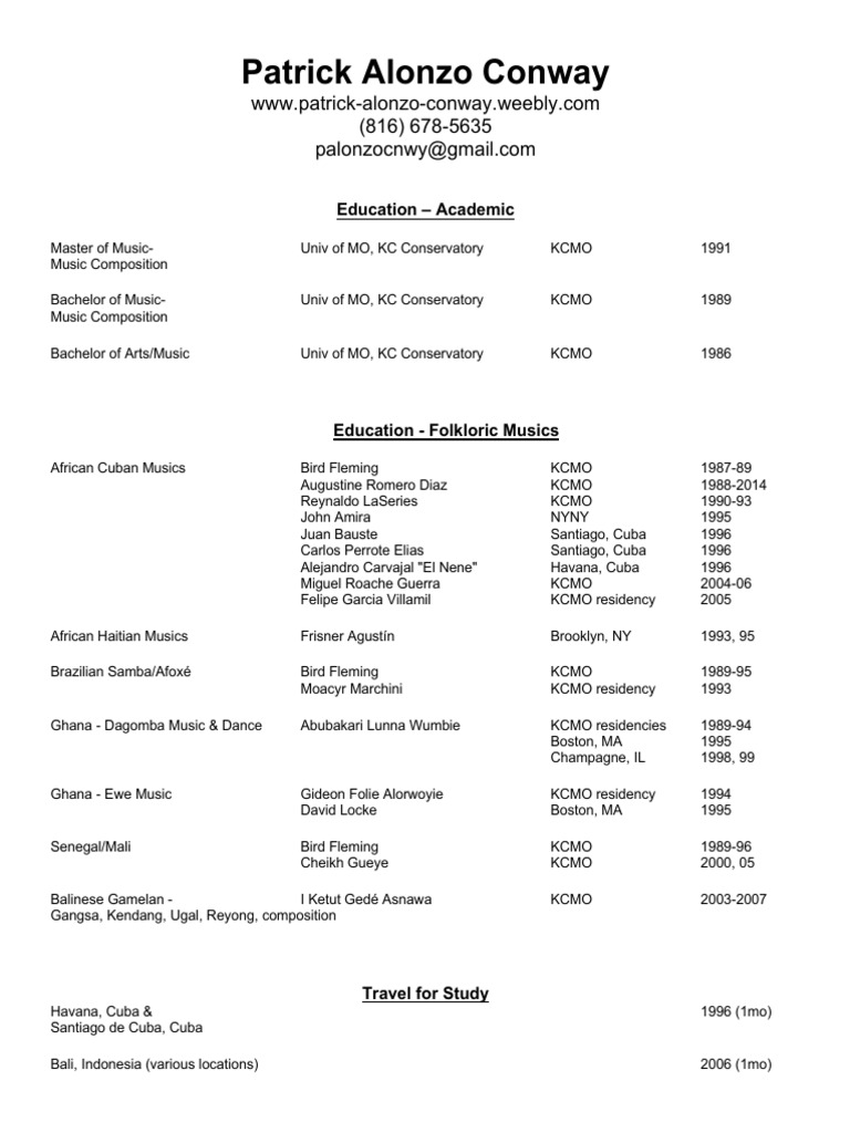 Conwayresume 23 | PDF | Performing Arts | Entertainment