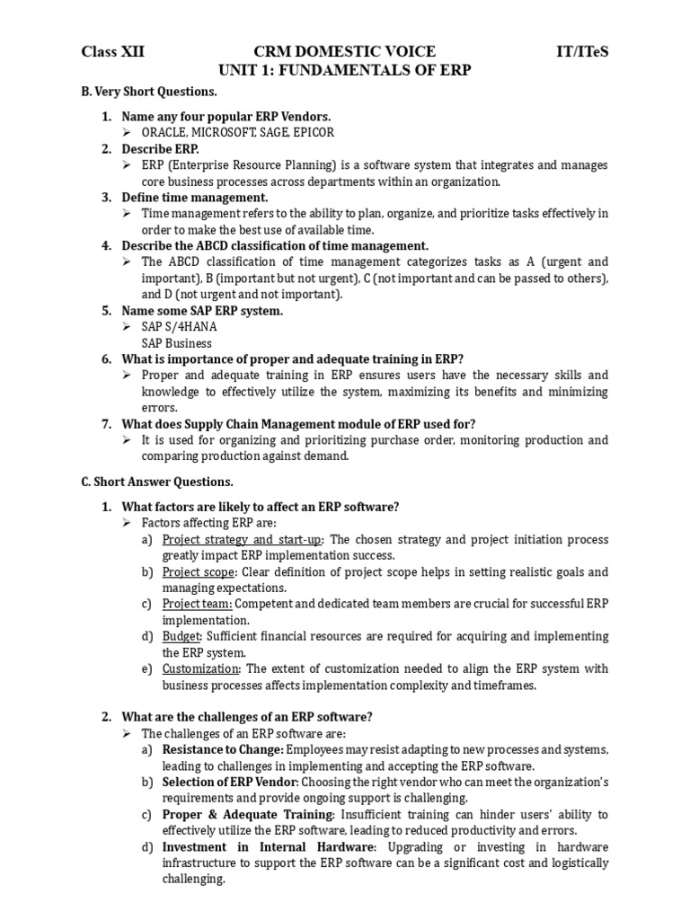 XII CRM Unit1 | PDF | Enterprise Resource Planning | Professional Skills