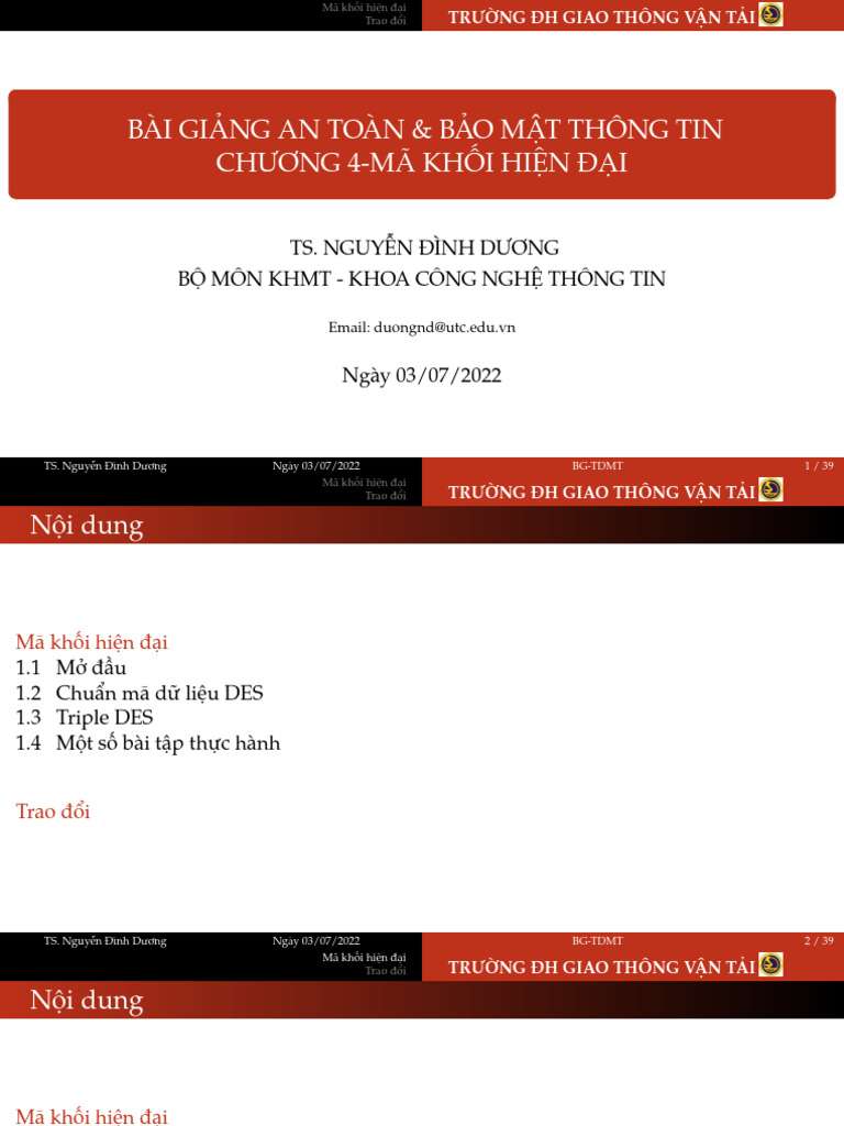 Slide c4 Ma Khoi Hiendai DES Handout | PDF