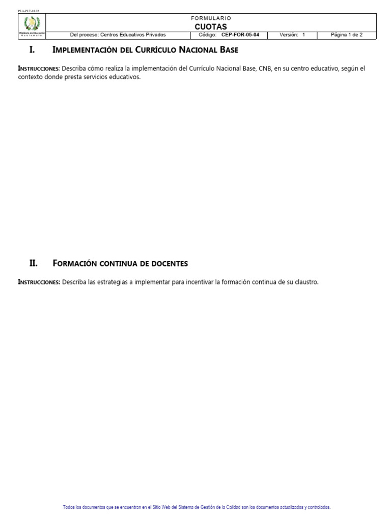 Formulario CEP-FOR-17: Cuotas Educativas | PDF | Informática