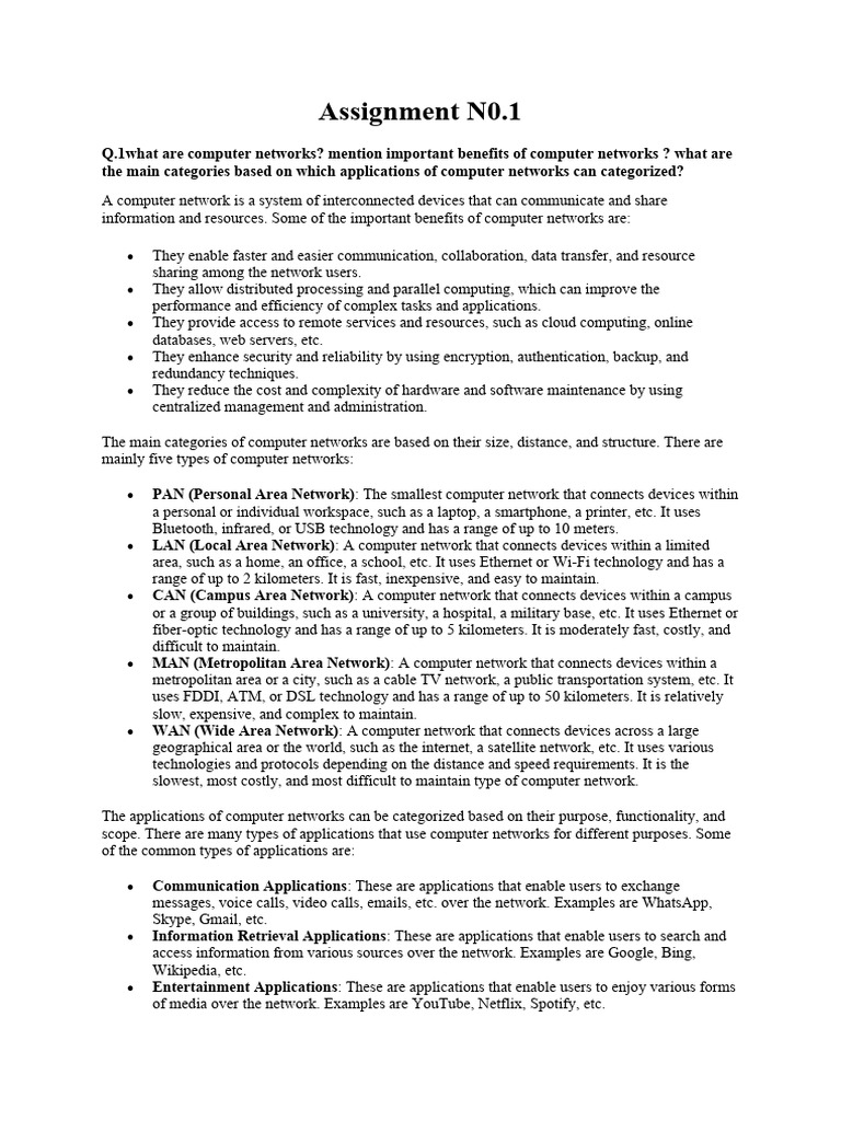Coputer Network Assignment's | PDF | Computer Network | Local Area Network Coputer Network Assignment's | PDF | Computer Network | Local Area Network