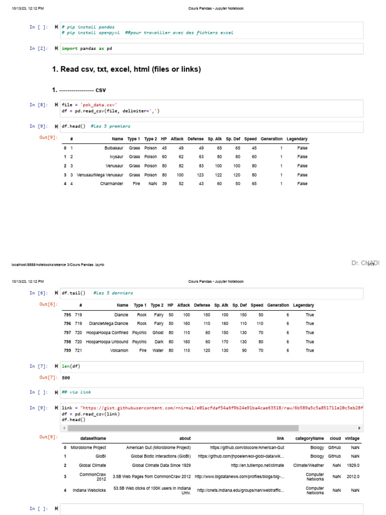 Pandas Data Handling Guide | PDF | Sports Teams | Sports Leagues