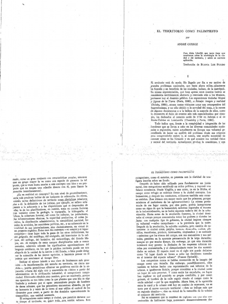 ANDRE CORBOZ - El Territorio Como Palimpse | PDF