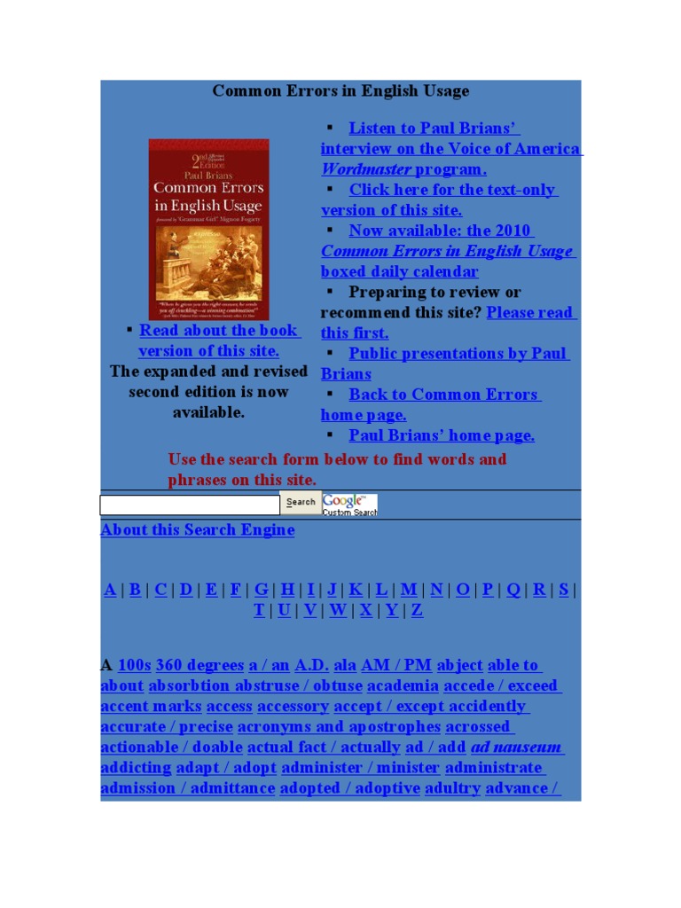 Common Errors in English Usage | PDF | Languages