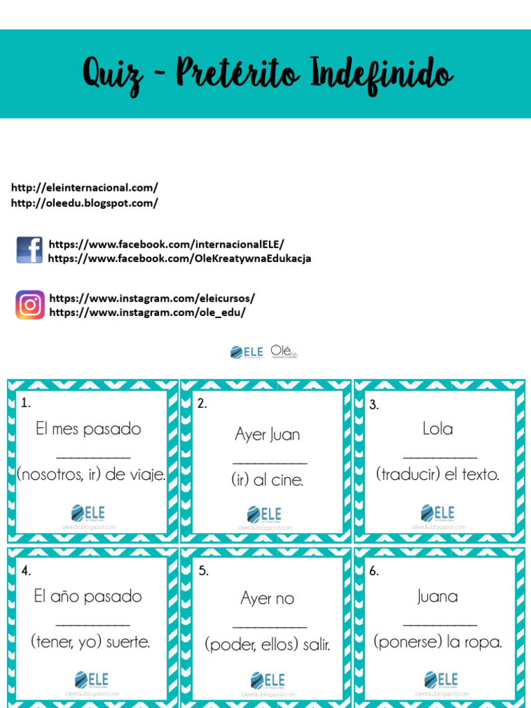Quiz de Pretérito Indefinido en Español | PDF