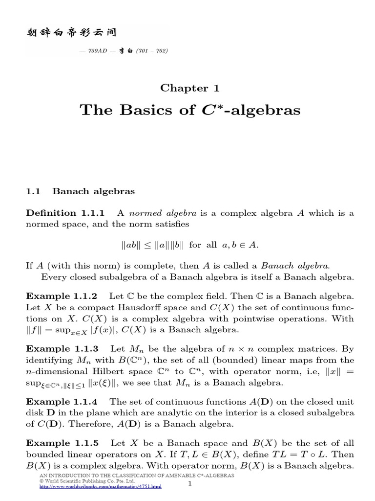 Introduction to Banach Algebras | PDF | Banach Space | Hilbert Space