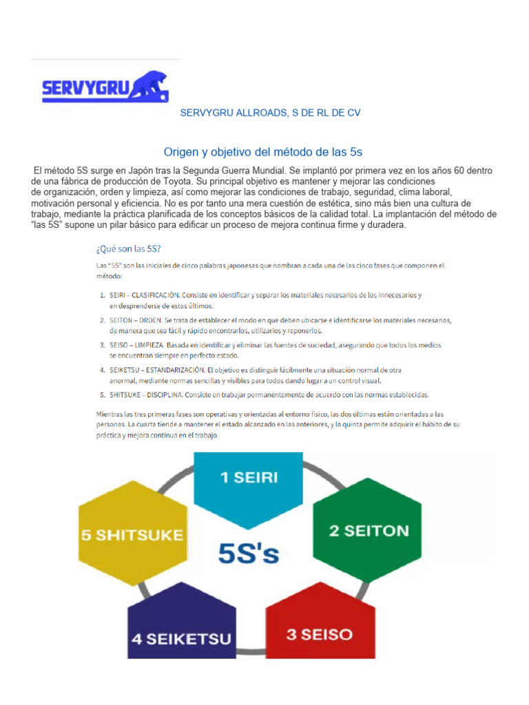 Origen y Objetivo Del Método de Las 5s | PDF