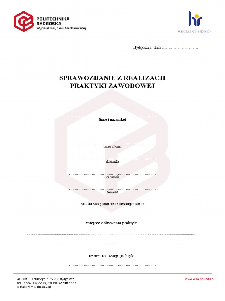 Sprawozdanie Z Realizacji Praktyki (Wzór I Wytyczne) | PDF Sprawozdanie Z Realizacji Praktyki (Wzór I Wytyczne) | PDF