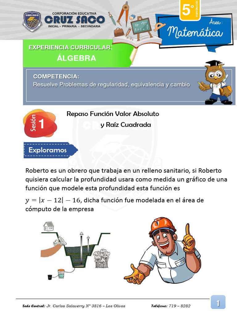 5ºAÑO-ÁLGEBRA-S1-F, Valor Absoluto y Raíz Cuadrada | PDF | Matemáticas