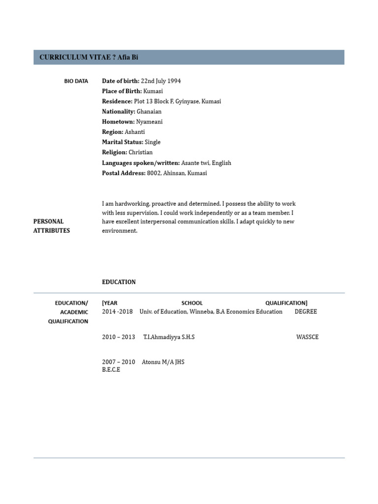 Birago (CV) | PDF | Learning | Behavior Modification