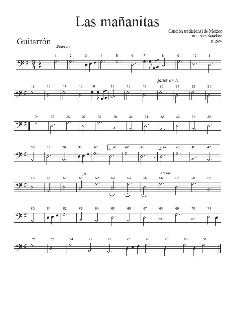 Guitarron - Las Mananitas | PDF