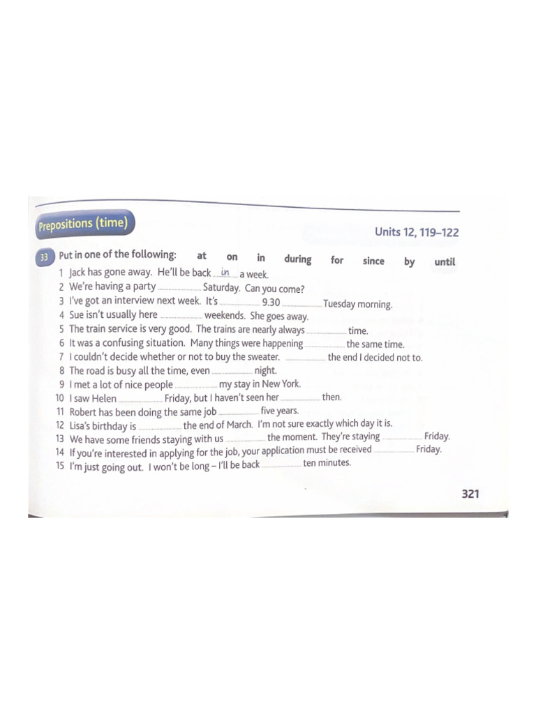 Prepositions (Time) - (Add Exercise) | PDF