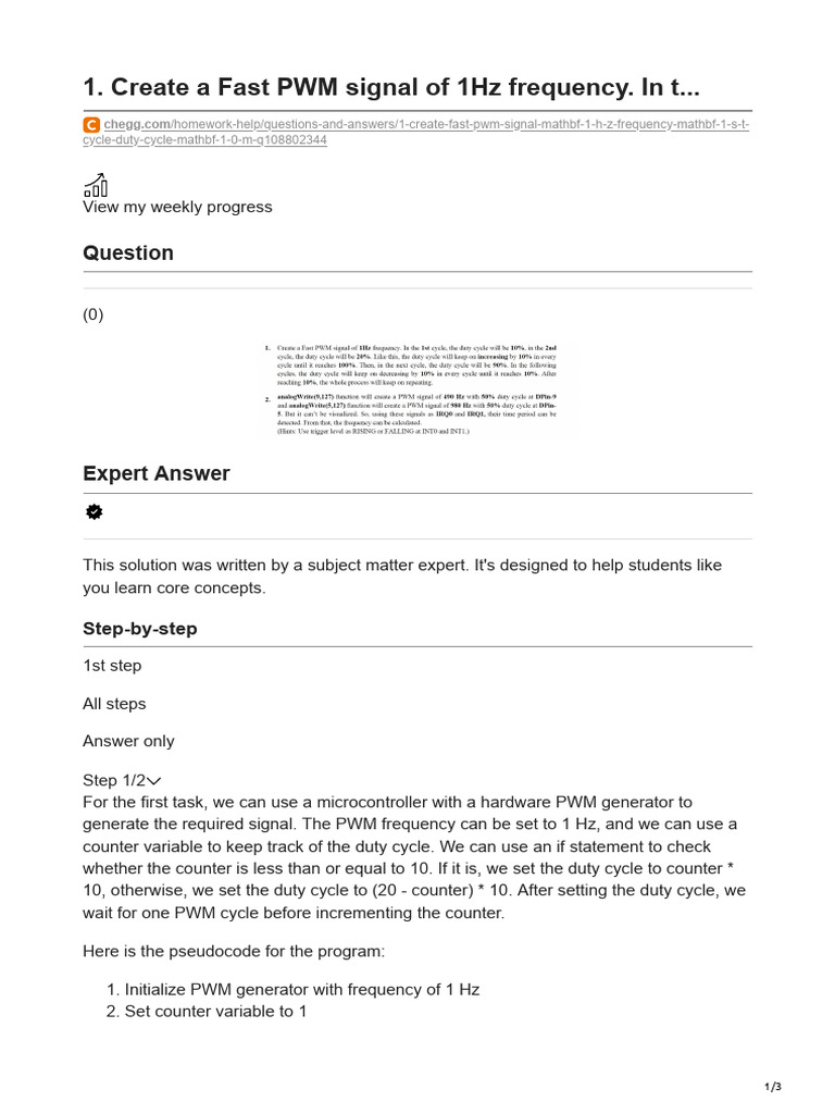 1 Create A Fast PWM Signal of 1Hz Frequency in T | PDF | Teaching Methods & Materials ...