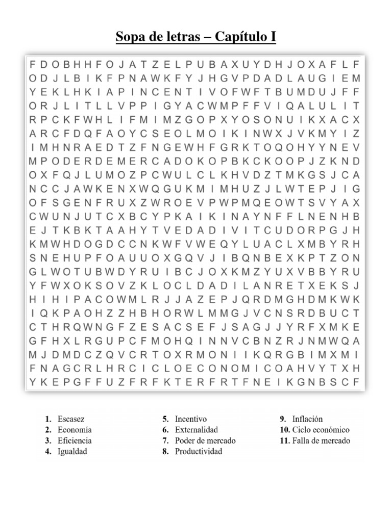 Sopa de Letras Principios de Economia UNAH | PDF