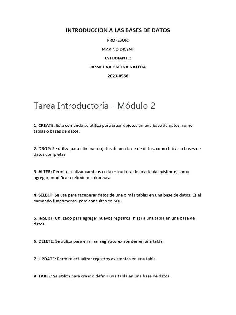Introduccion A Las Bases de Datos | PDF | SQL | Recuperación de información