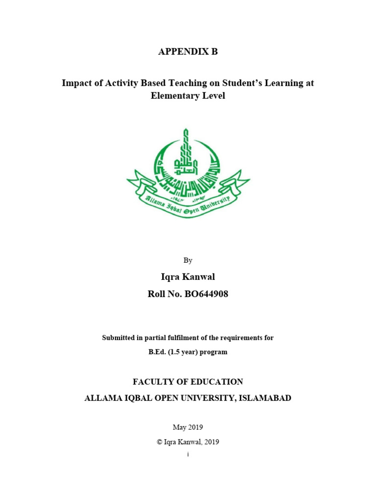 Iqra Kanawal 1 | PDF | Thesis | Learning