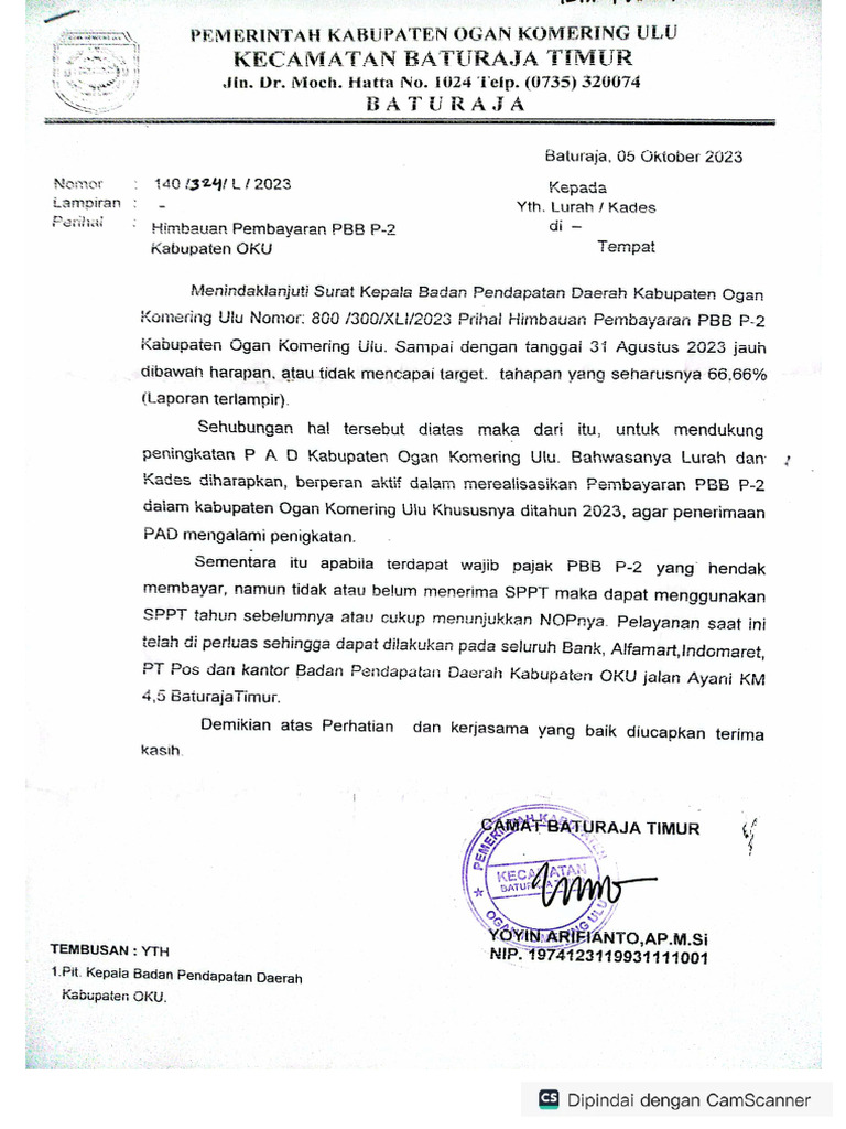 Himbauan Pembayaran PBB-P2 | PDF