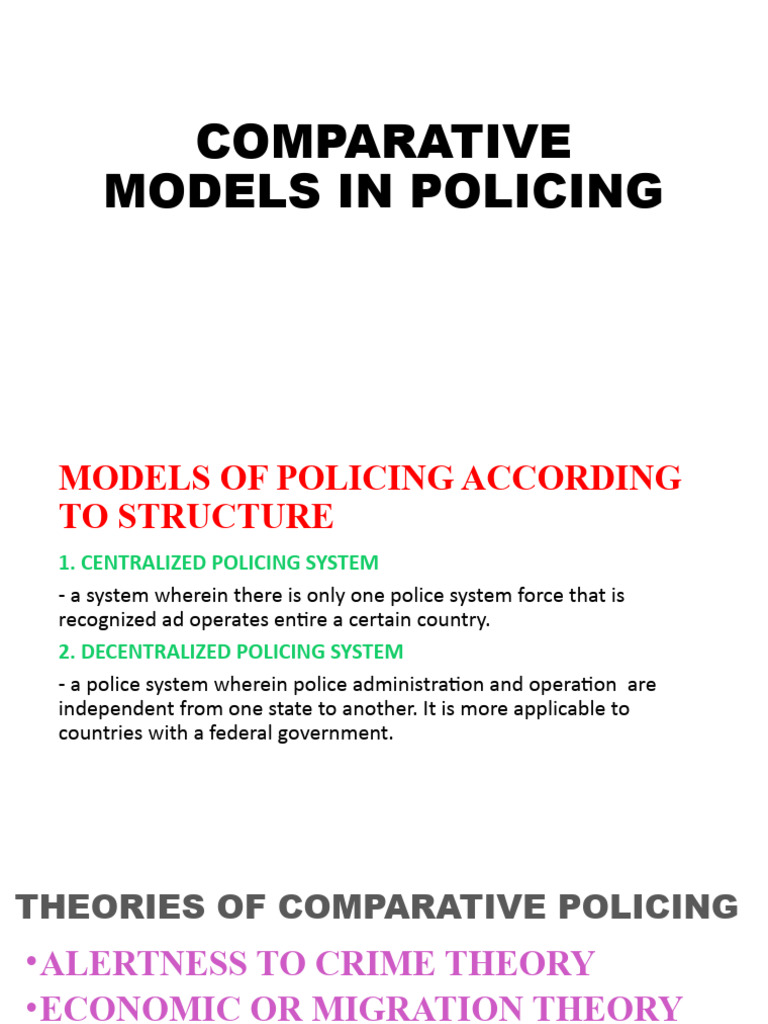 Comparative Models in Policing - Proper Lecture | PDF | Police | Justice