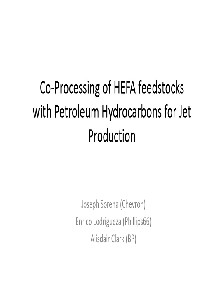 CoProcessing of HEFA Feedstocks With Petroleum Hydrocarbons For Jet ...