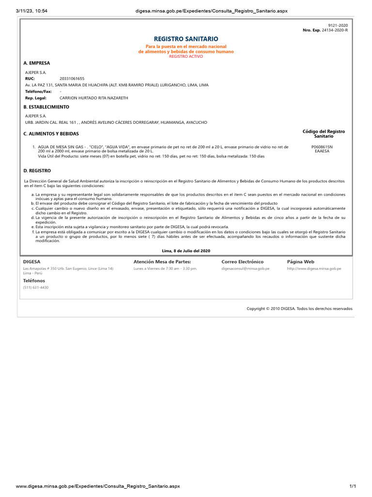 Digesa - Minsa.gob - Pe Expedientes Consulta Registro Sanitario - Aspx ...