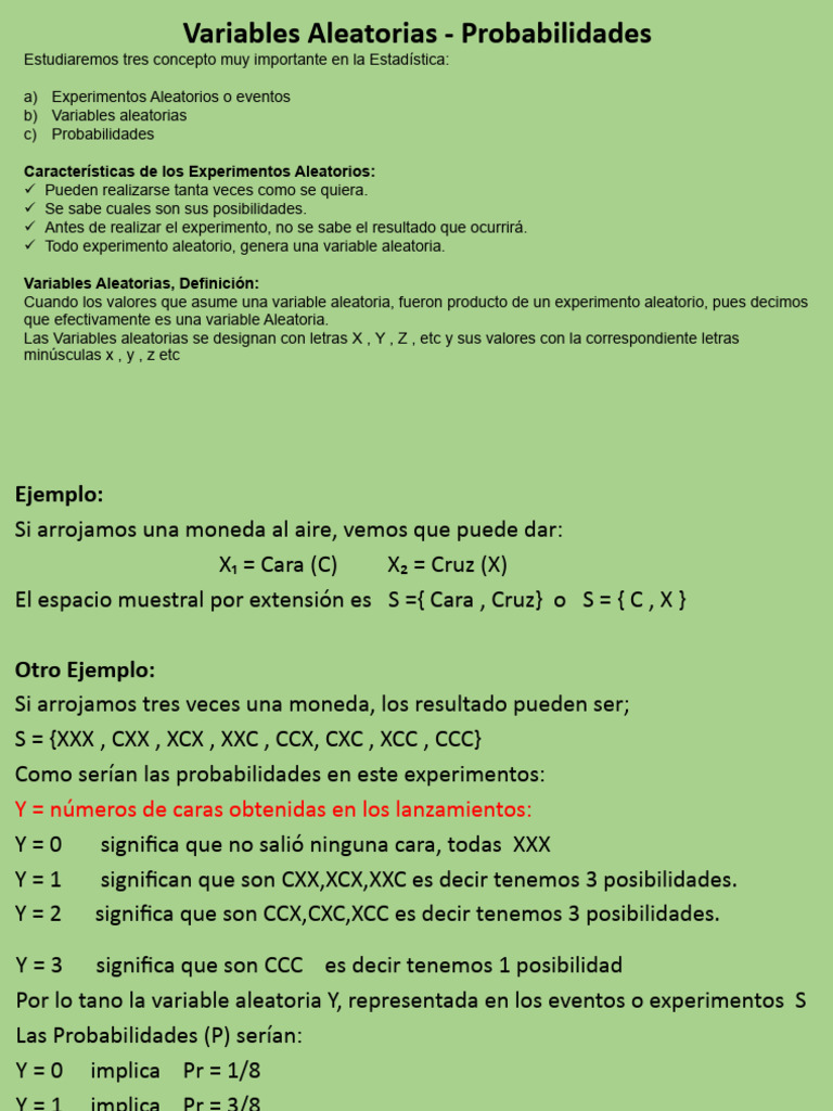Variables Aleatorias, Distribución de Probabilidades | PDF | Variable aleatoria | Distribución ...