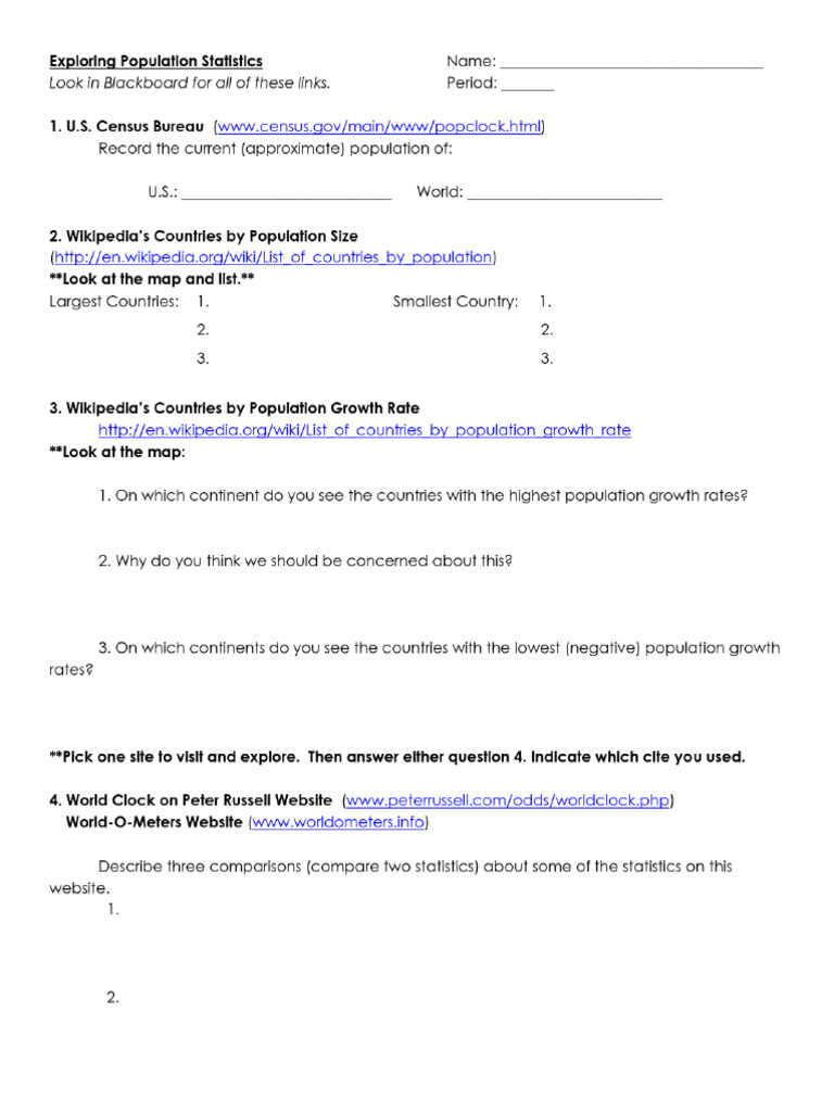 Exploring Population Statistics | PDF