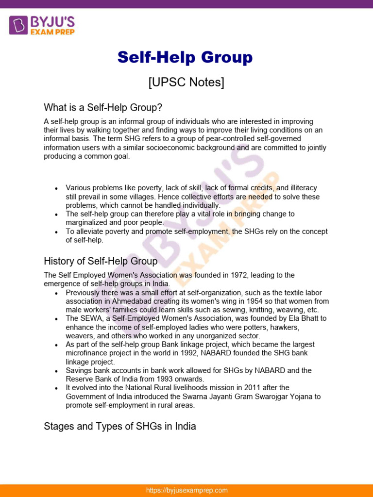 Self Help Group Upsc Notes 14 | PDF | Economies