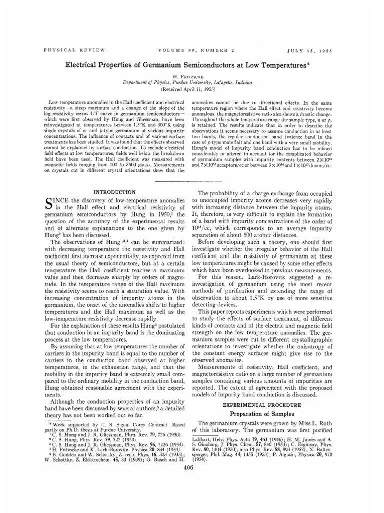 Fritzsche Impurity Conduction PR 1955 | PDF