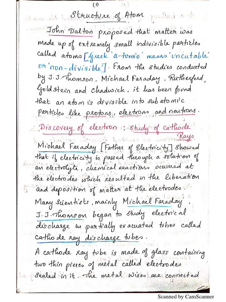 Structure of An Atom - Notes | PDF