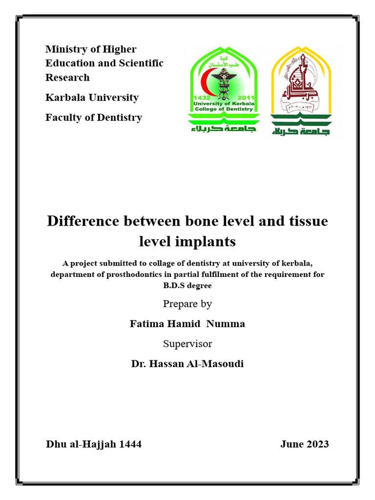 Difference Between Bone Level and Tissue Level Implants | PDF | Dental Implant | Dentures