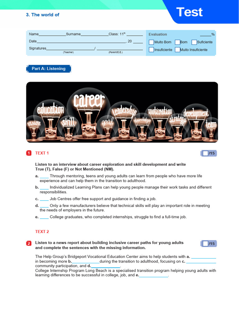 Enga11 Unit1 Test 3a | PDF