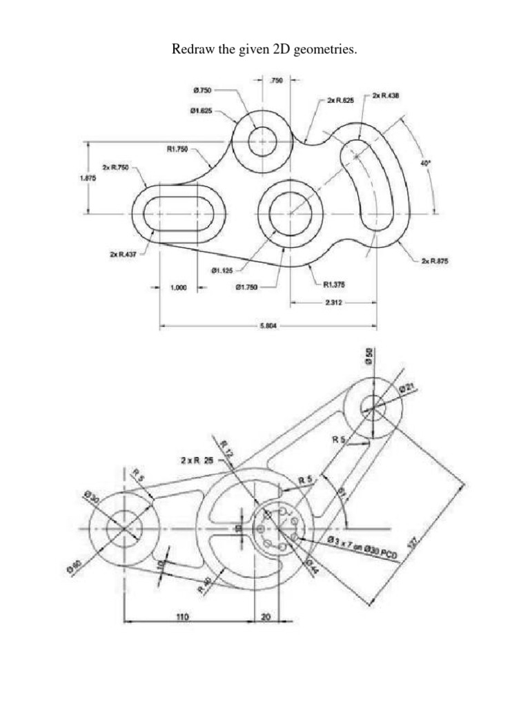 Sample Drawings For Practice CATIA | PDF
