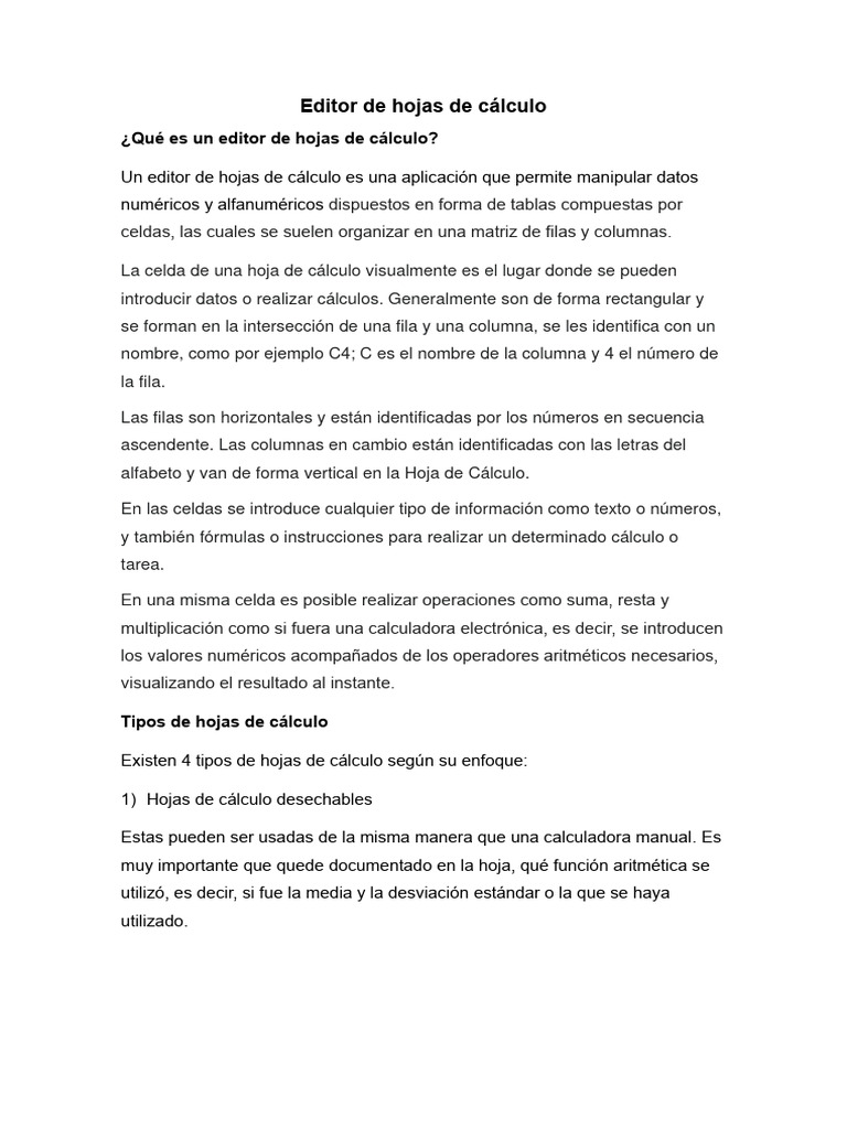 Editor de Hojas de Texto | PDF | Hoja de cálculo | Ingeniería de software