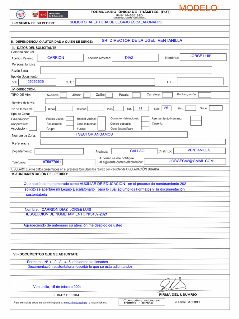 Fut Solicitud de Apertura Legajo | PDF