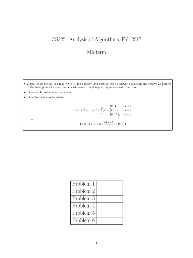 Midterm Sol 1 PDF | PDF | Time Complexity | Applied Mathematics