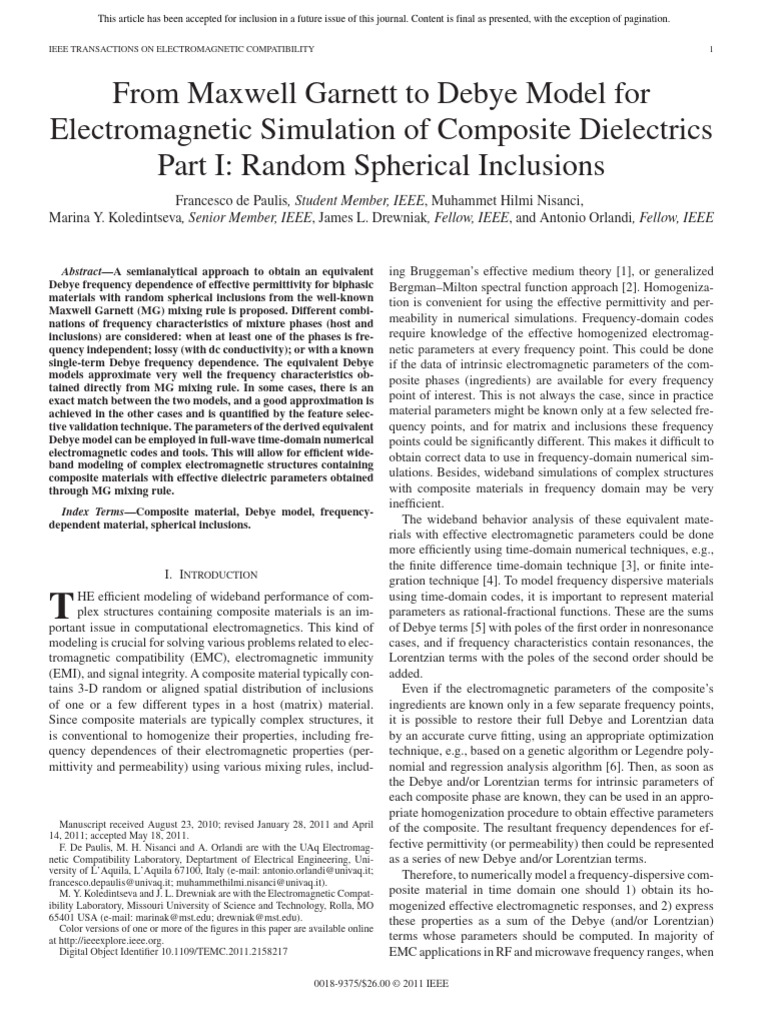 Debye Model for Composite Dielectrics | PDF | Science & Mathematics
